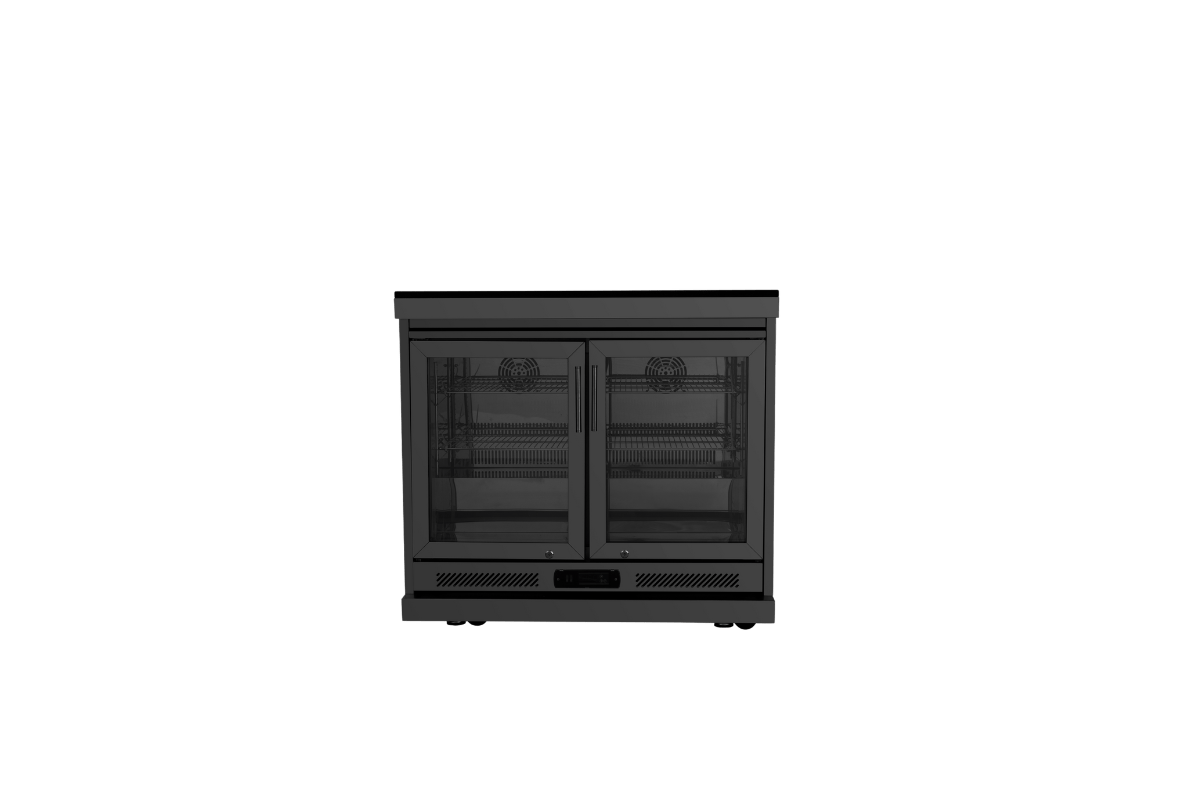 38 in. Sunzout Black Steel Double Refrigerator with Cabinet For Modula ...