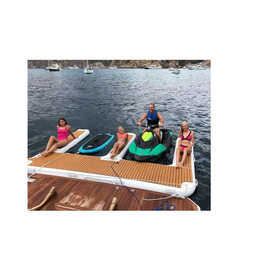 Outdoor Inflatable Island, Floating Raft or Jet Ski Dock with Ladder ...