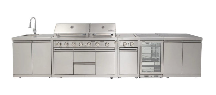 Stainless Steel Modular Outdoor Kitchen with Built in Double Grill, Re ...